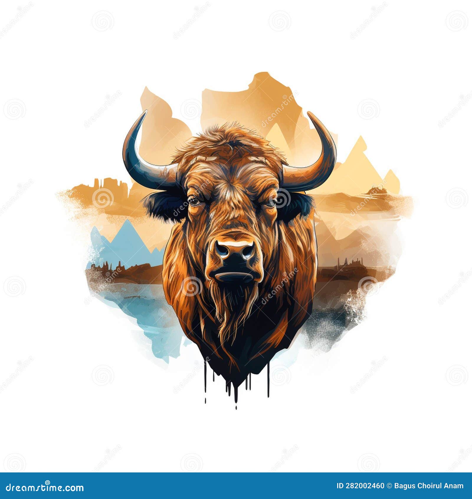 Digital Illustration of Buffalo Logo 2D Stock Illustration ...
