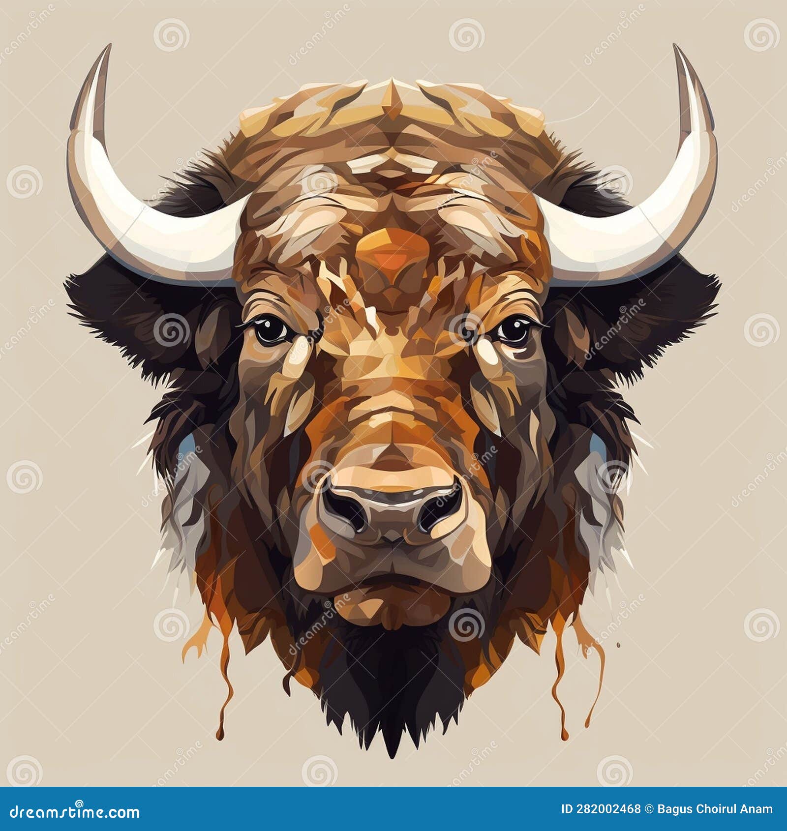 Digital Illustration of Buffalo Logo 2D Stock Illustration ...