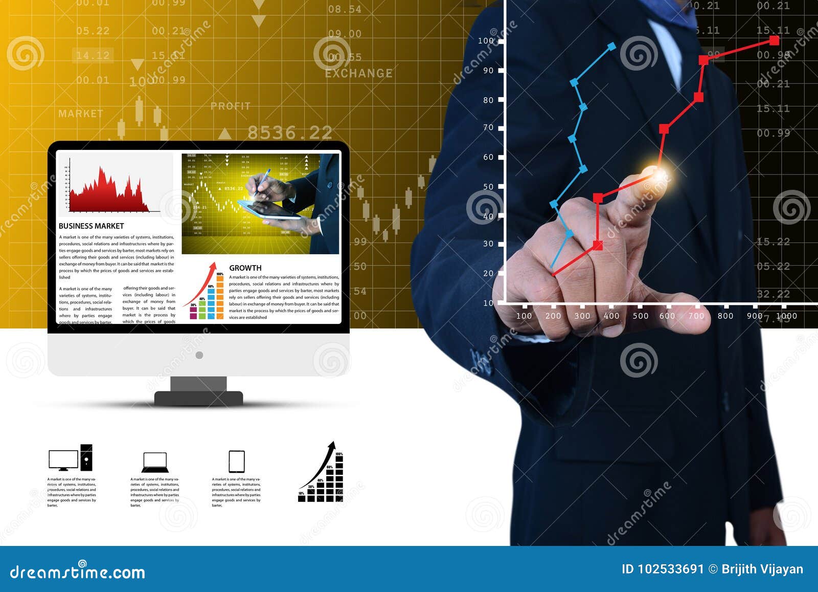 Business Man Makes Graphical Presentation Stock Image - Image of expert ...