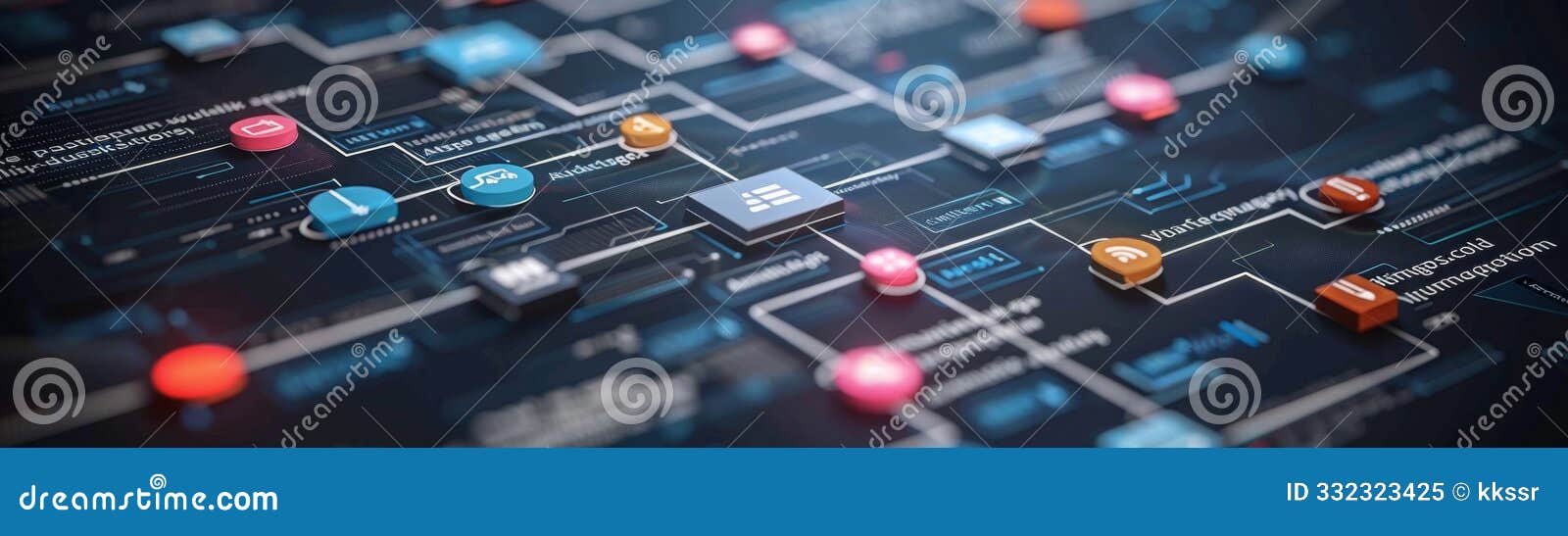 Digital Illustration of a Business Process Flowchart with Tech Elements ...