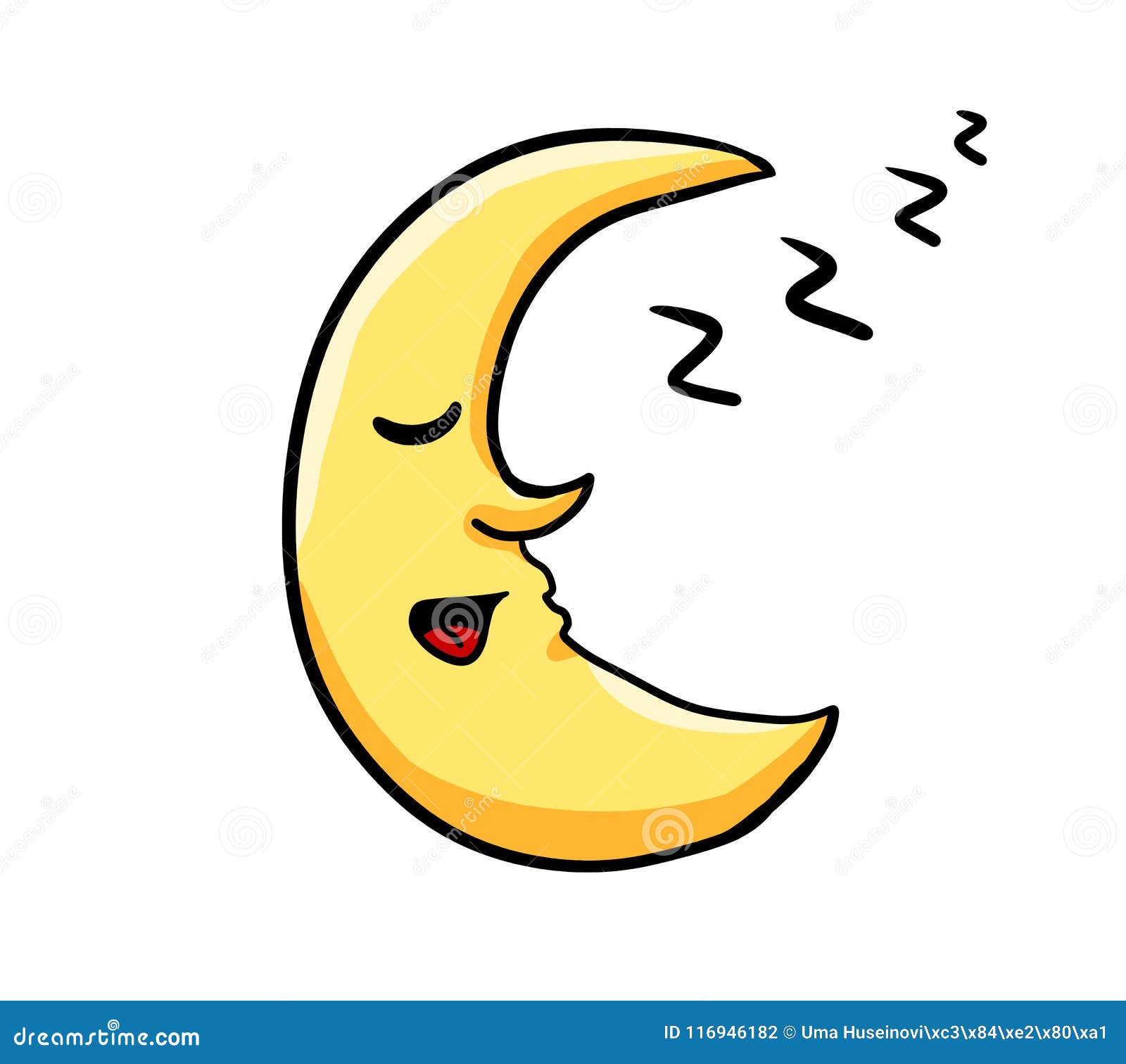 Sleeping Japanese Cartoon Moon Stock Illustration - Illustration of ...