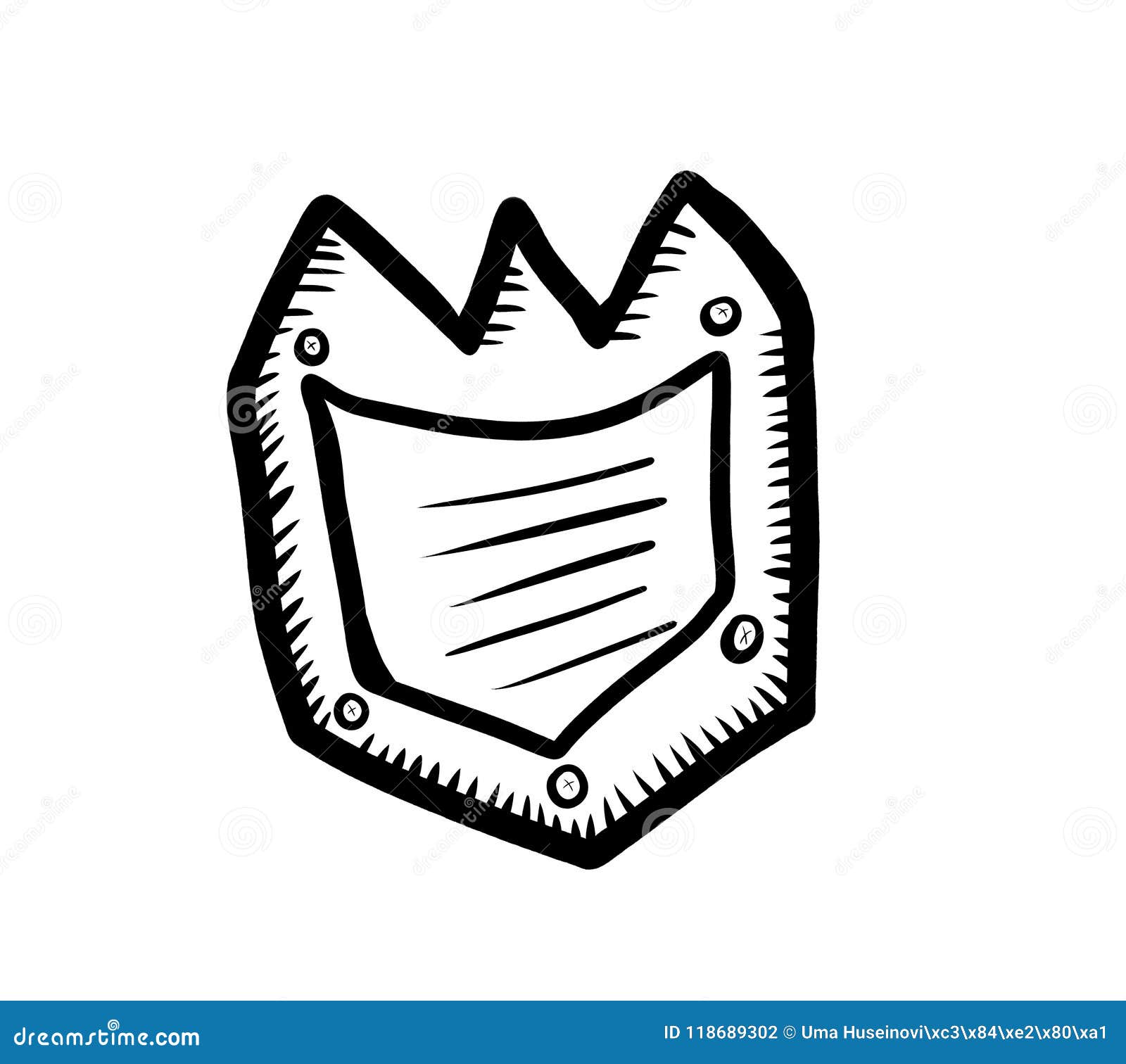 Powerful Shield Doodle stock illustration. Illustration of guard ...