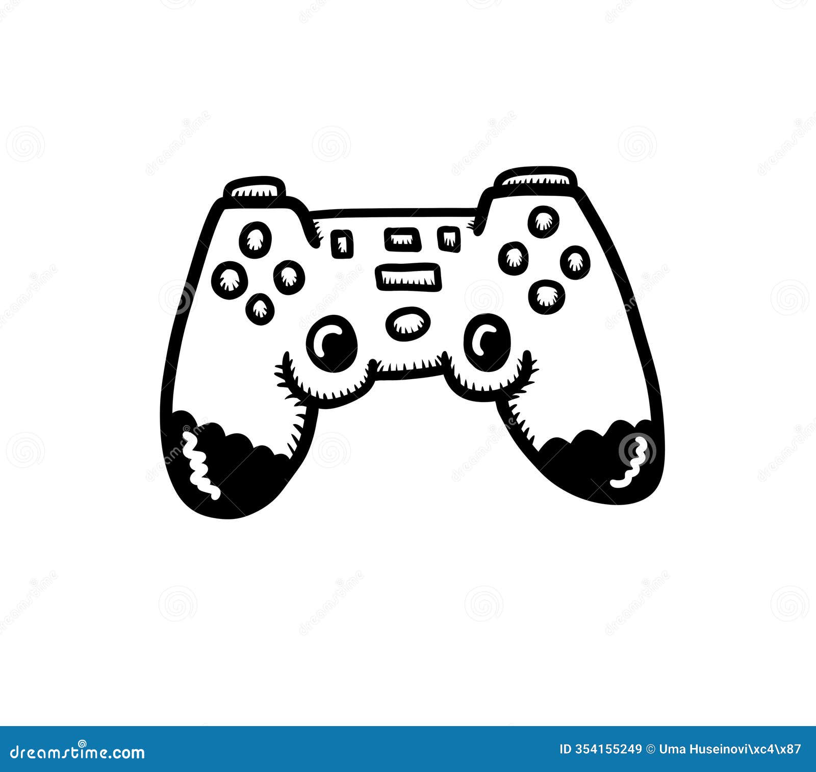 Cartoon Video Game Controller Doodle Stock Illustration - Illustration ...