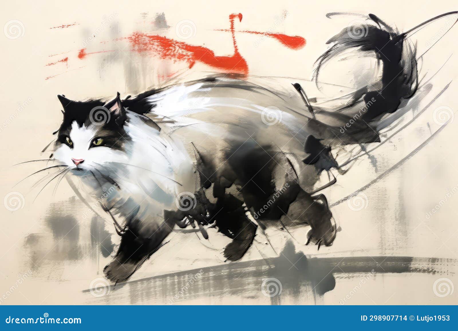 Calligraphy Cat Illustration. Generated Image. Stock Illustration ...