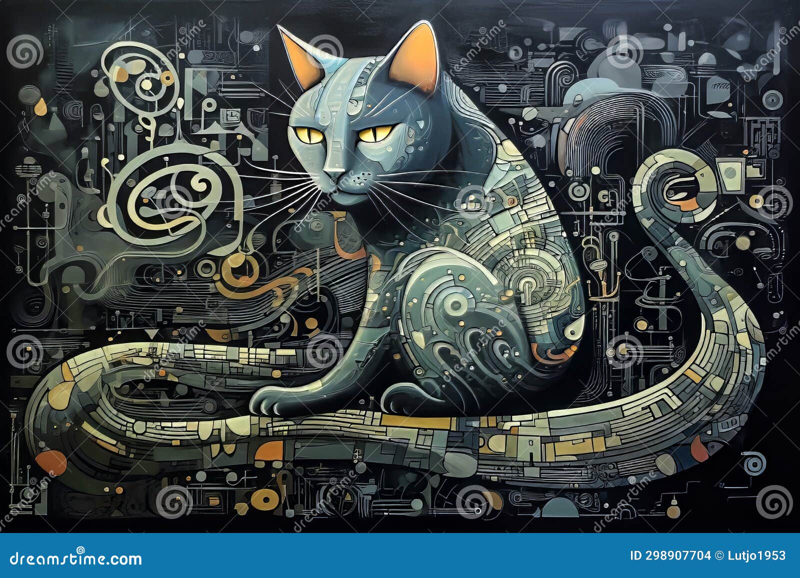 Calligraphy Cat Illustration. Generated Image. Stock Illustration ...