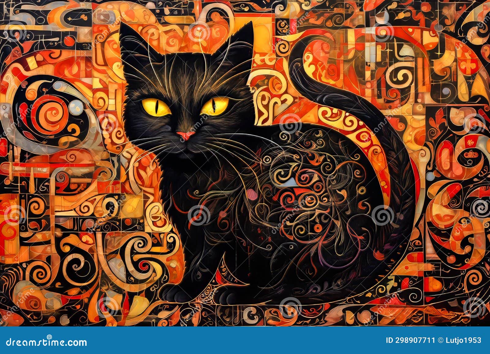 Calligraphy Cat Illustration. Generated Image. Stock Illustration ...