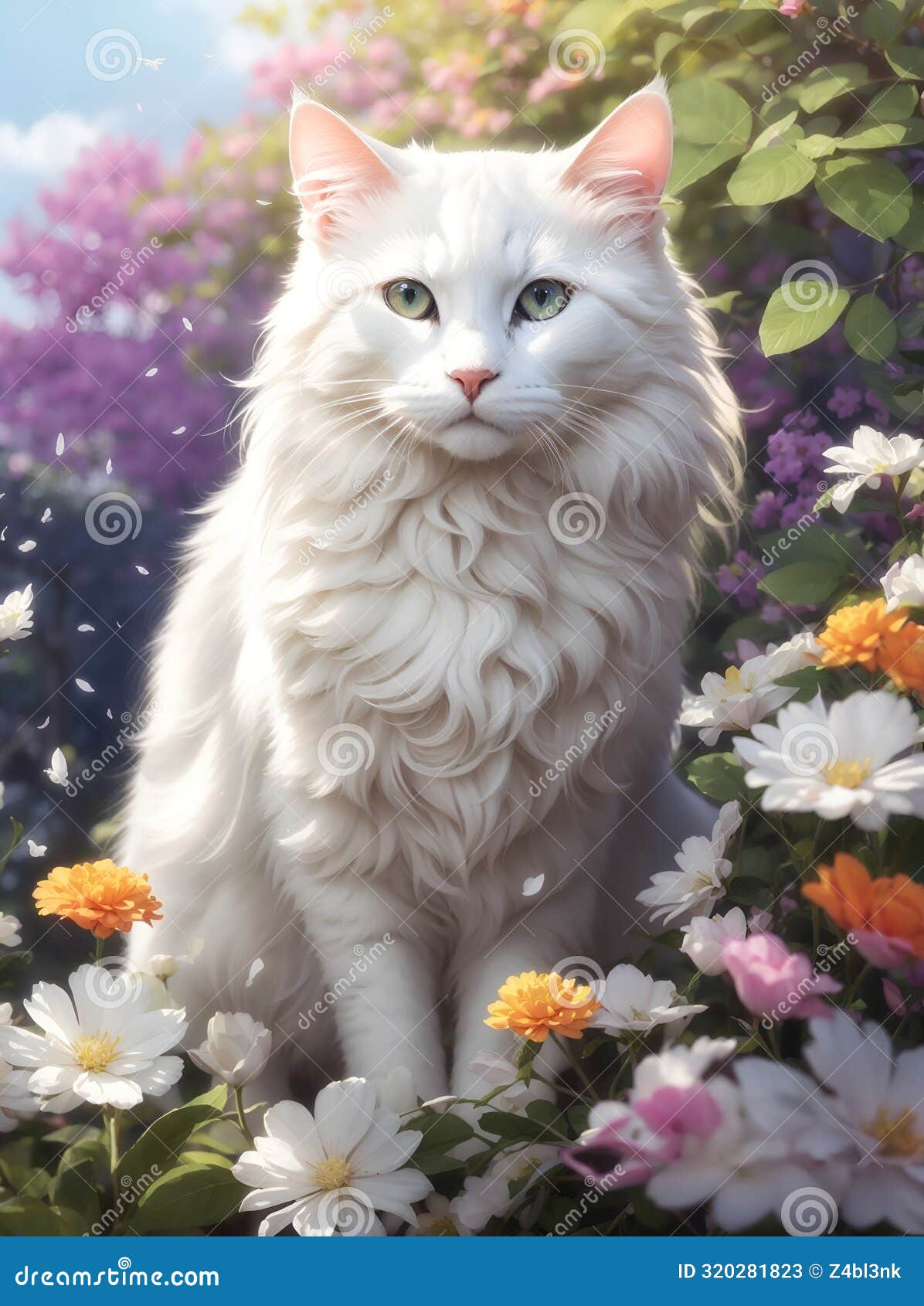 Digital Illustration of a Charming Cat with a Beautiful Fur Color ...