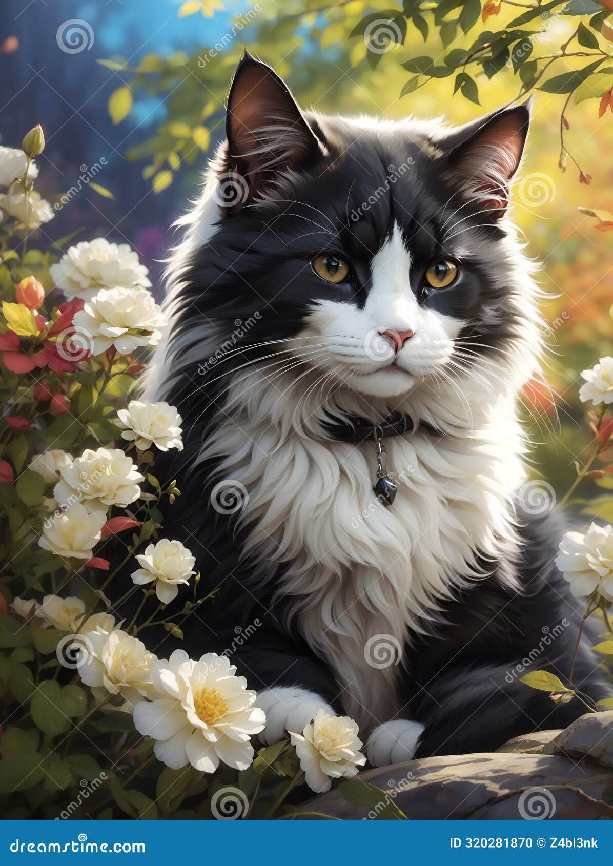 Digital Illustration of a Charming Cat with a Beautiful Fur Color ...