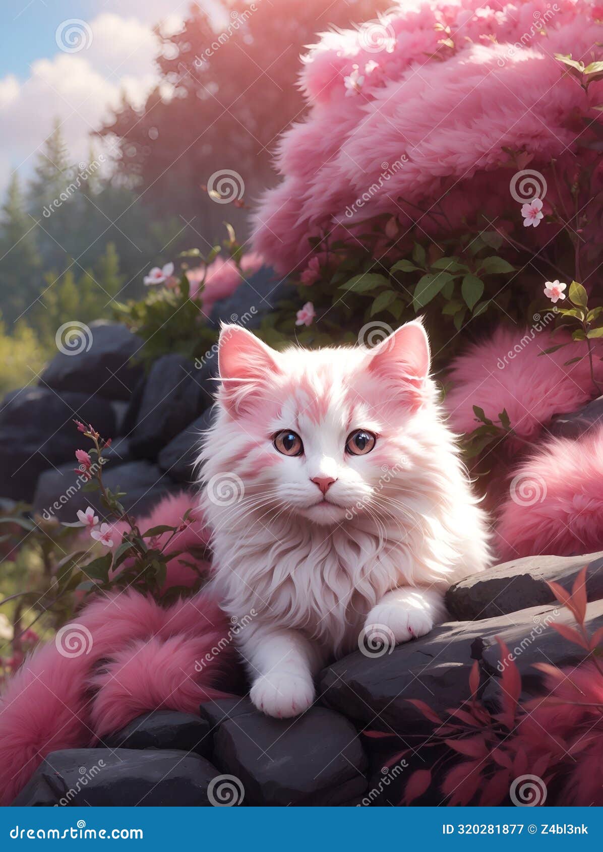 Digital Illustration of a Charming Cat with a Beautiful Fur Color ...