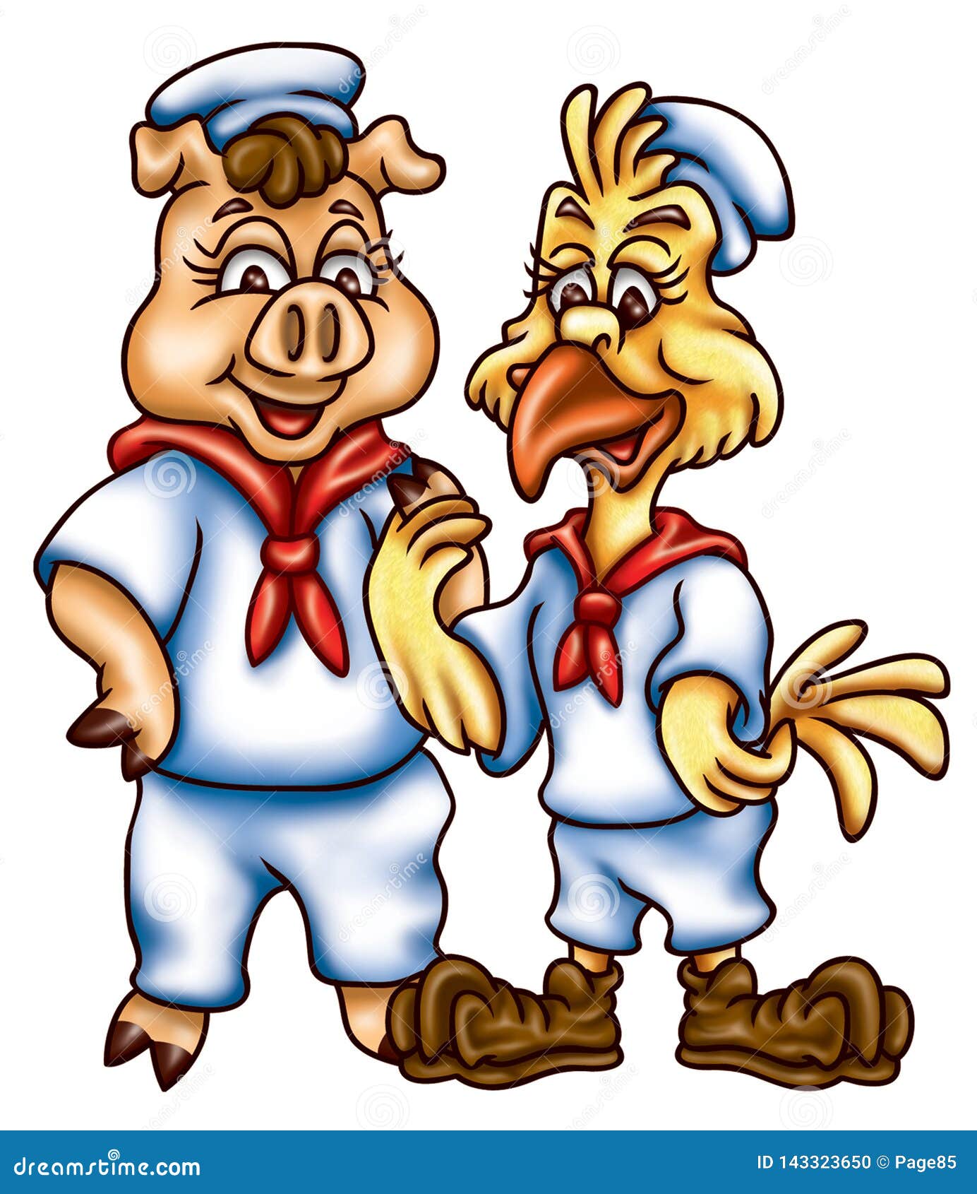 Chicken and pig stock illustration. Illustration of animals - 143323650