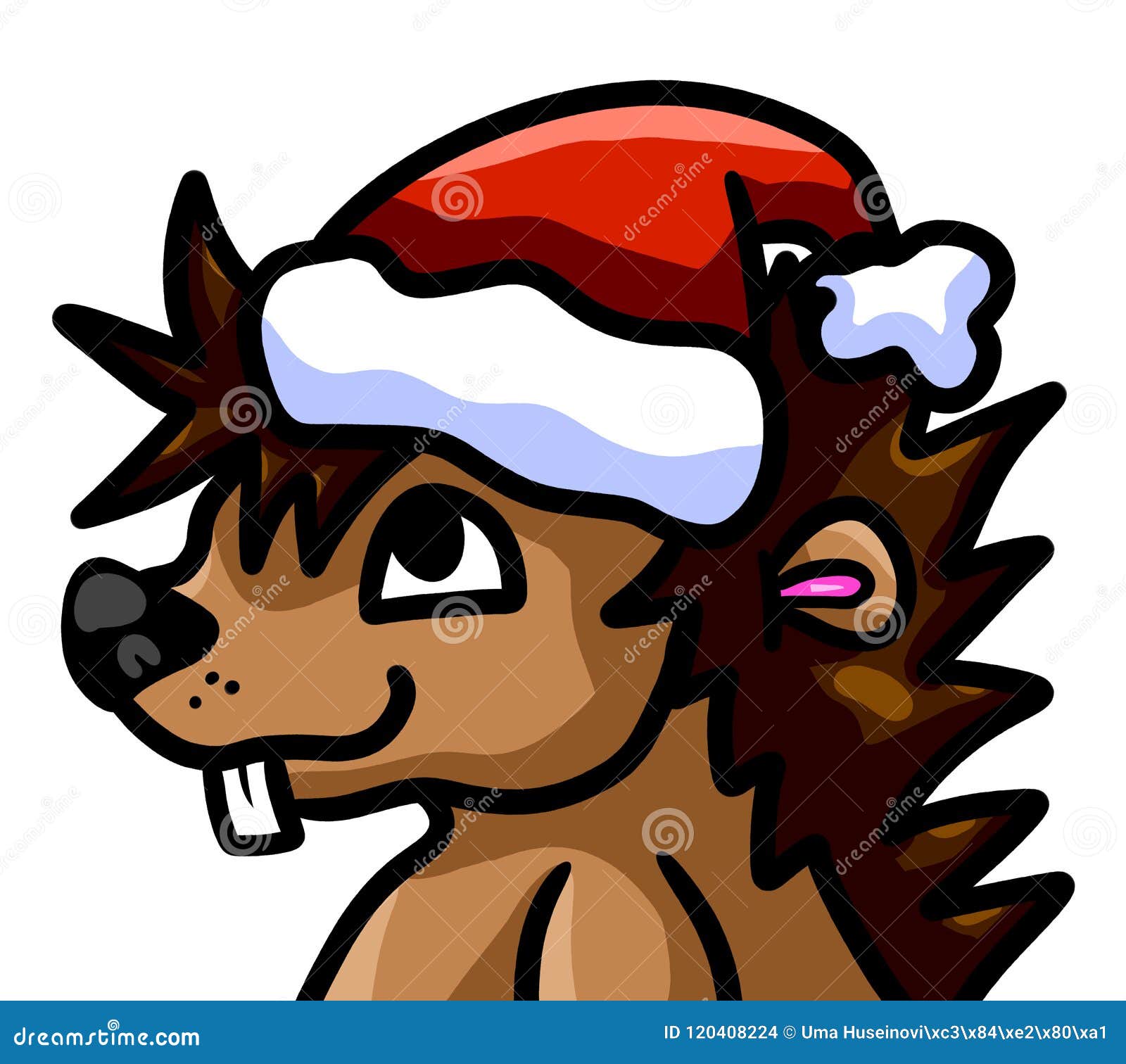 Happy Christmas Hedgehog stock illustration. Illustration of color ...