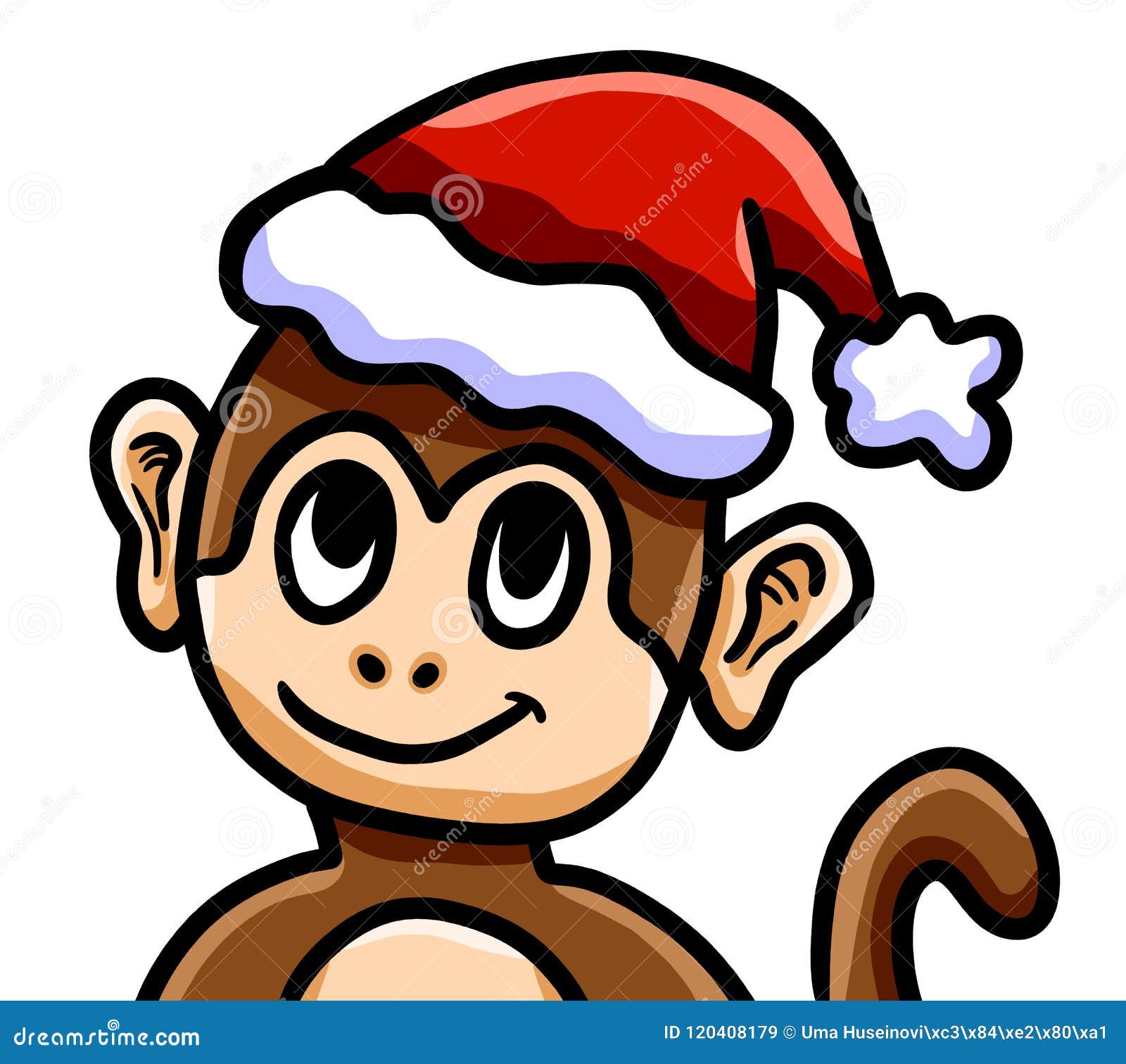 Curious Christmas Monkey stock illustration. Illustration of cheerful ...