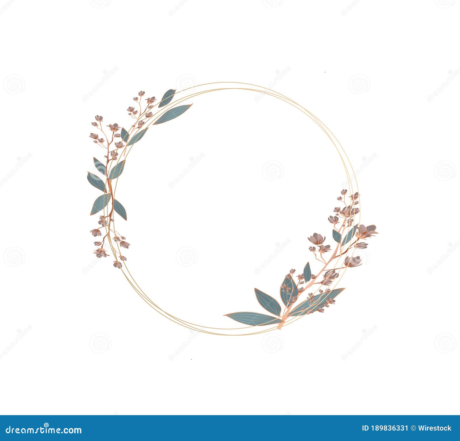 Digital Illustration of Circle with Flowers and Leaves Space for Text ...