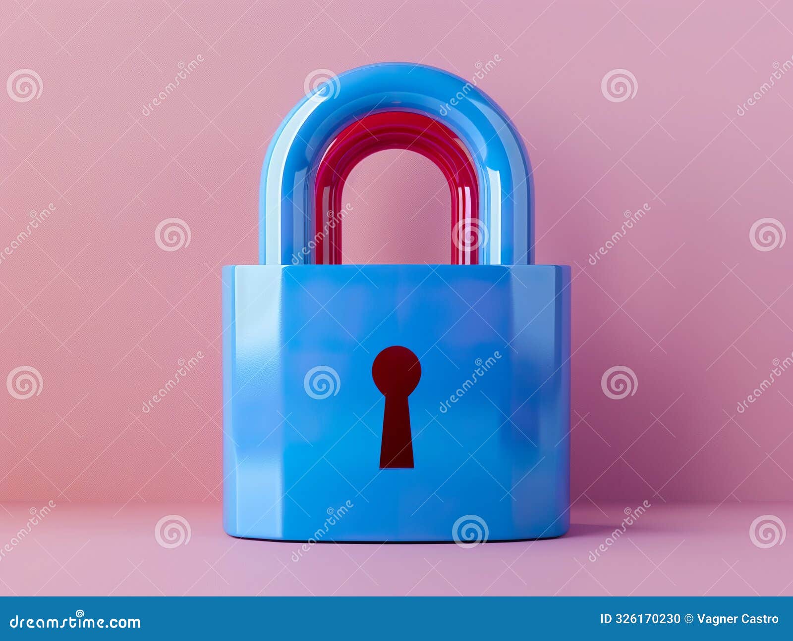 Digital Illustration of a Closed Padlock in Blue and Red Colors Stock ...