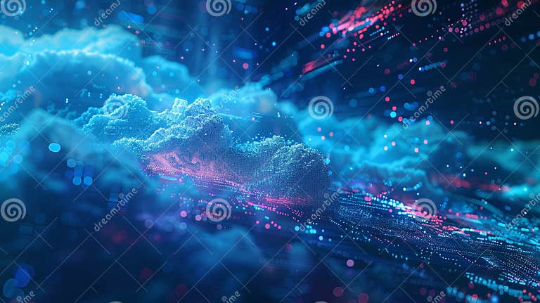 A Digital Illustration of Cloud Computing, with Abstract Shapes ...