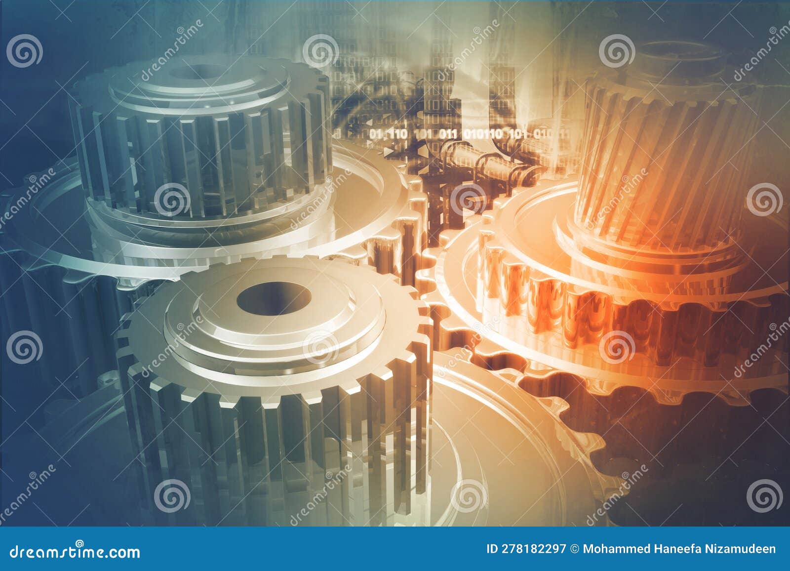 Digital Illustration of Cogwheel Gear Mechanism Stock Image - Image of ...
