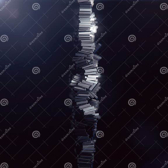Illustration of a Column of Shiny Metallic Rectangular Elements. 3d ...