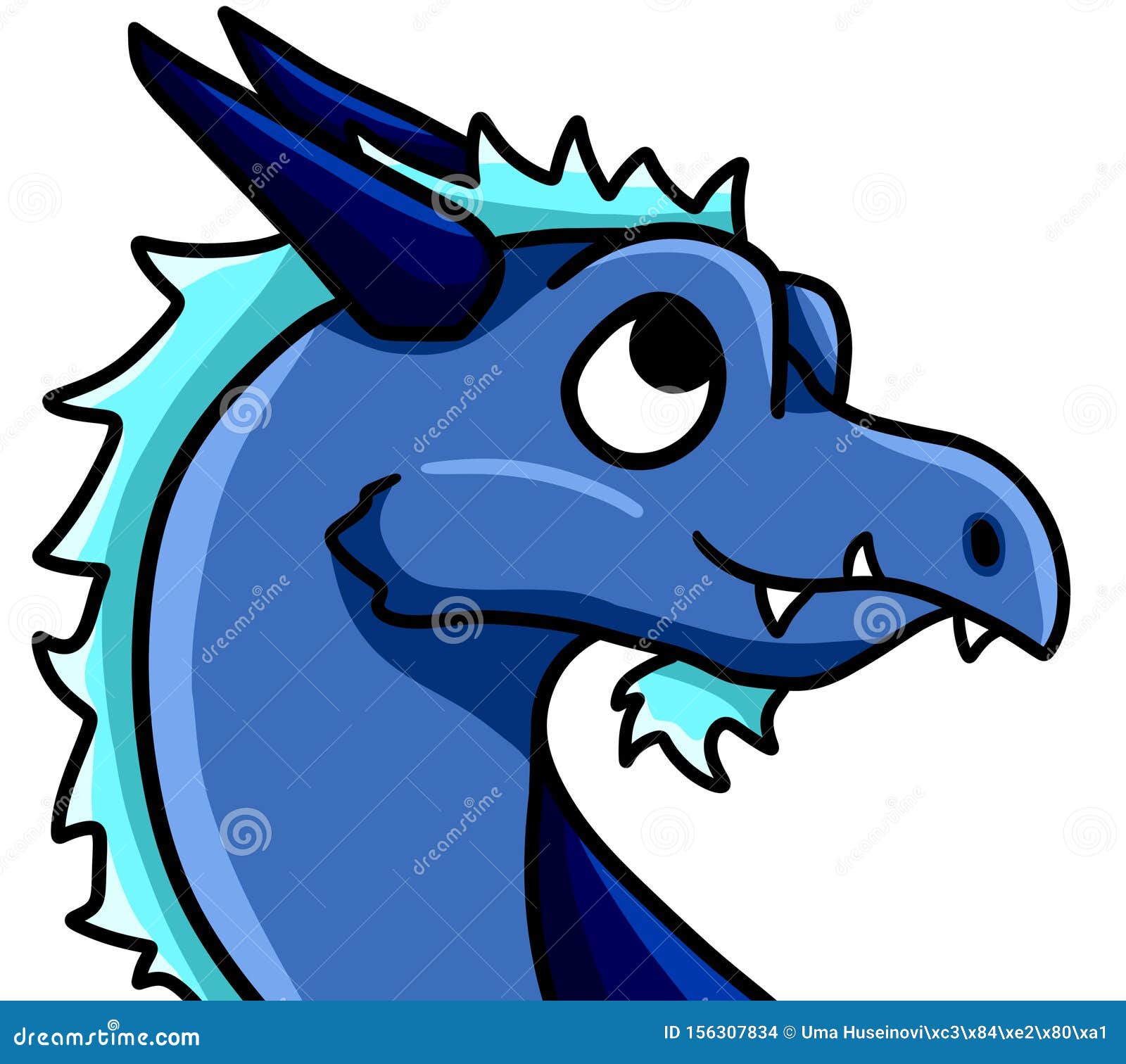 Magical Cute Blue Ice Dragon Stock Illustration - Illustration of face ...