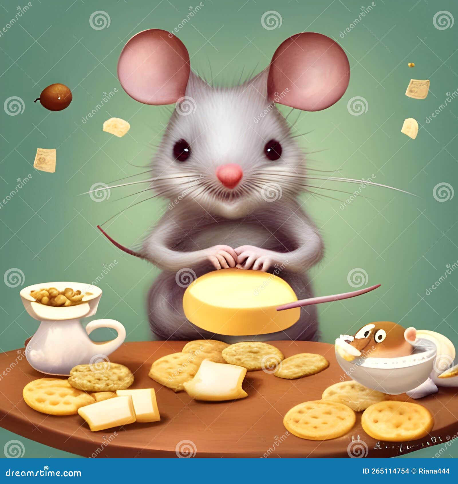 Digital Illustration of a Cute Mouse at a Dining Table Stock ...