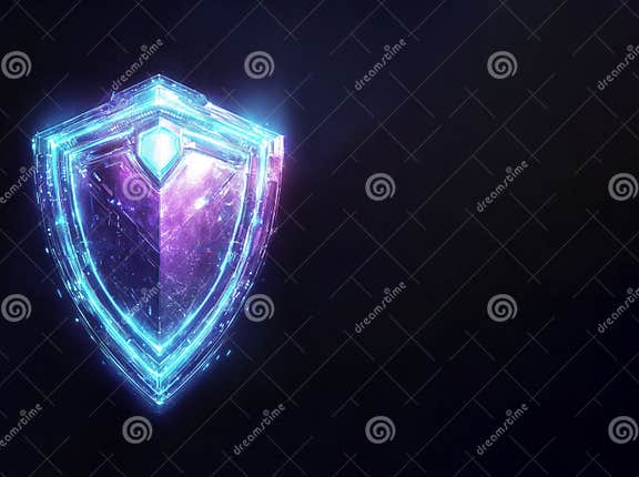 Digital Illustration of Cyber Security Shield with MicroChip Like ...