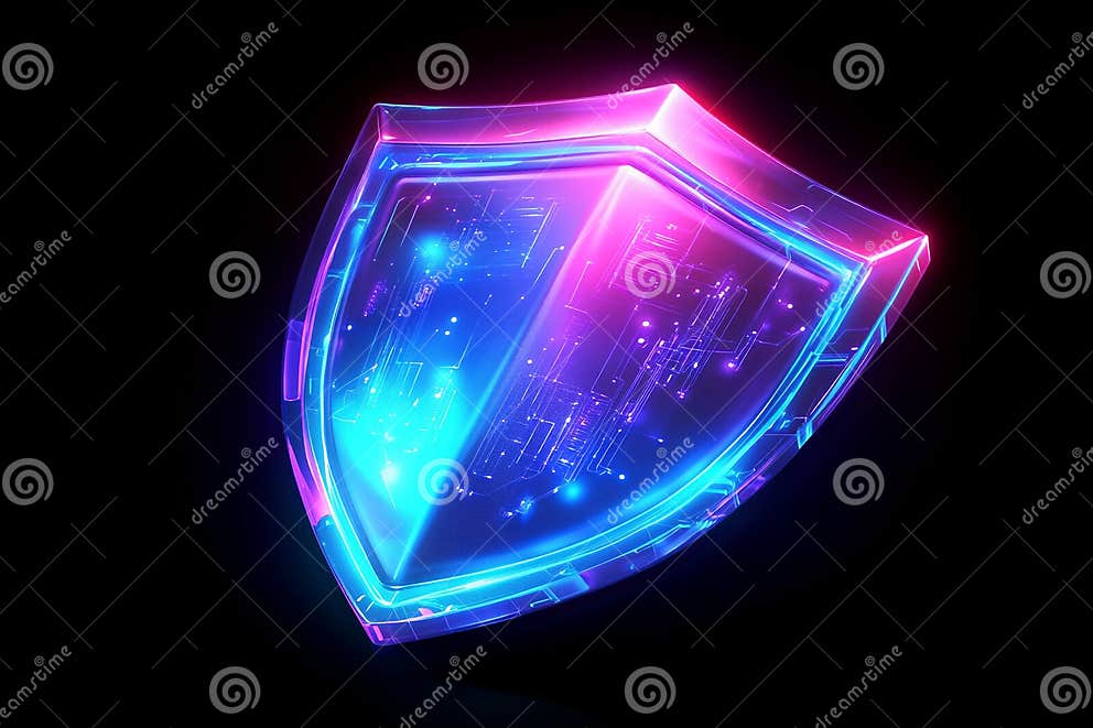 Digital Illustration of Cyber Security Shield with MicroChip Like ...