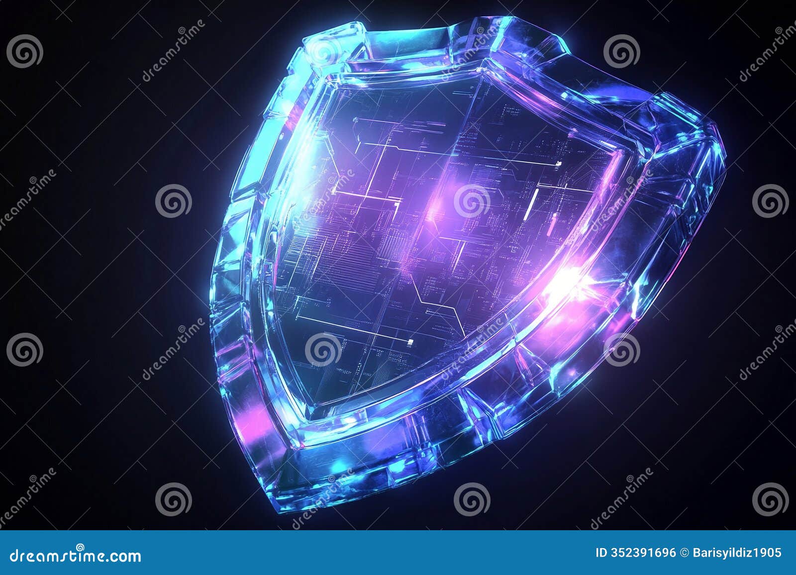 Digital Illustration of Cyber Security Shield with MicroChip Like ...