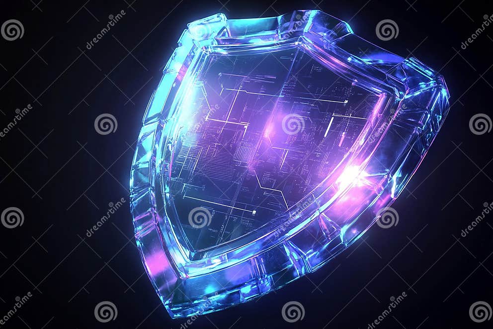 Digital Illustration of Cyber Security Shield with MicroChip Like ...