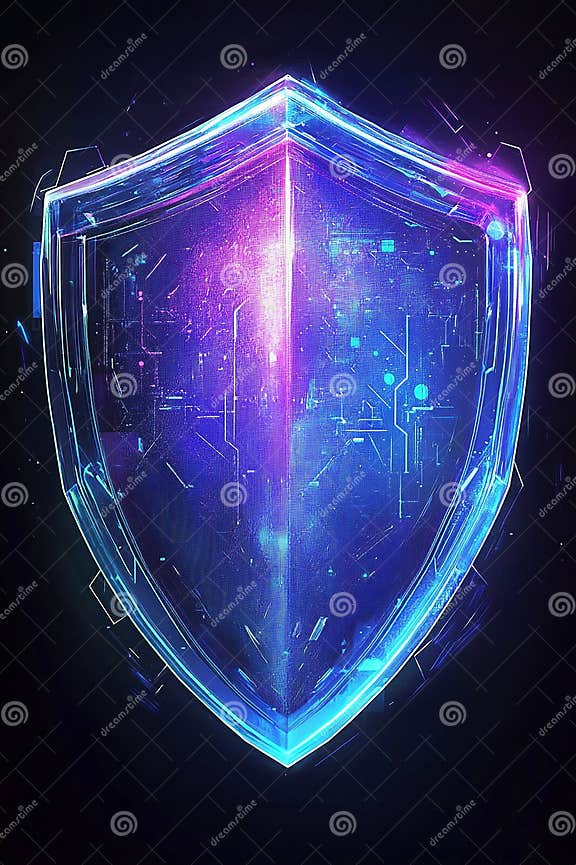 Digital Illustration of Cyber Security Shield with MicroChip Like ...