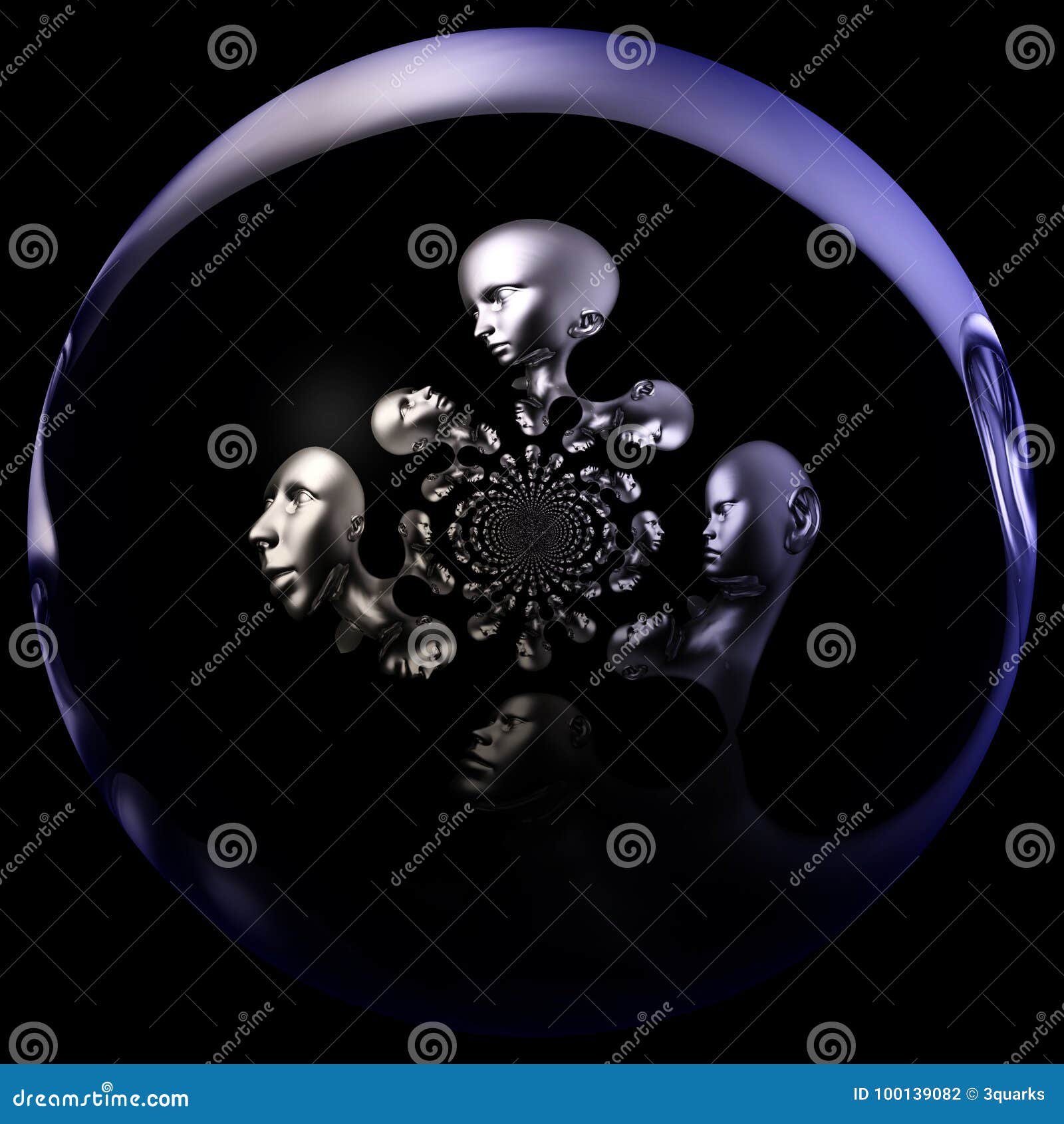 Digital Illustration of a Cyborg Head Stock Illustration - Illustration ...