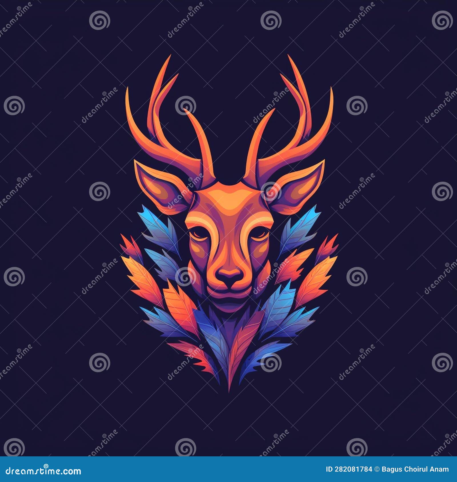 Digital Illustration 2D Deer Logo Stock Illustration - Illustration of ...