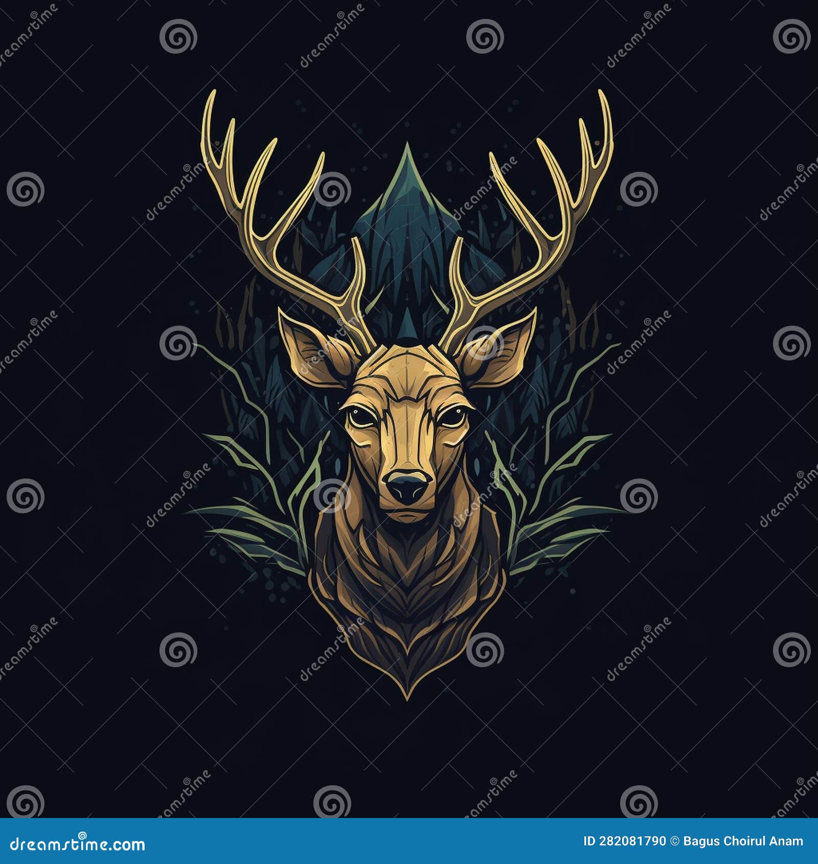 Digital Illustration 2D Deer Logo Stock Illustration - Illustration of ...