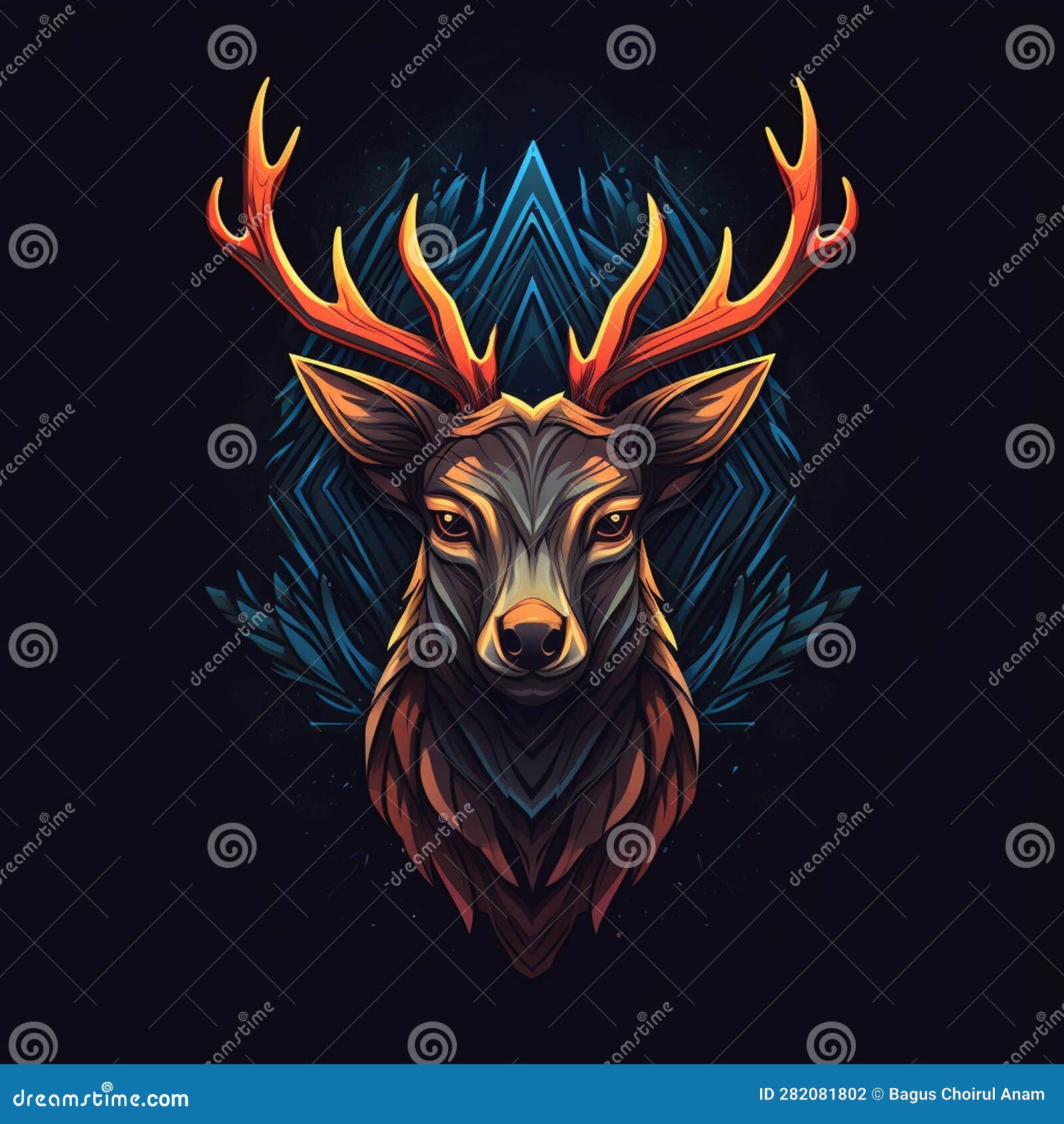 Digital Illustration 2D Deer Logo Stock Illustration - Illustration of ...