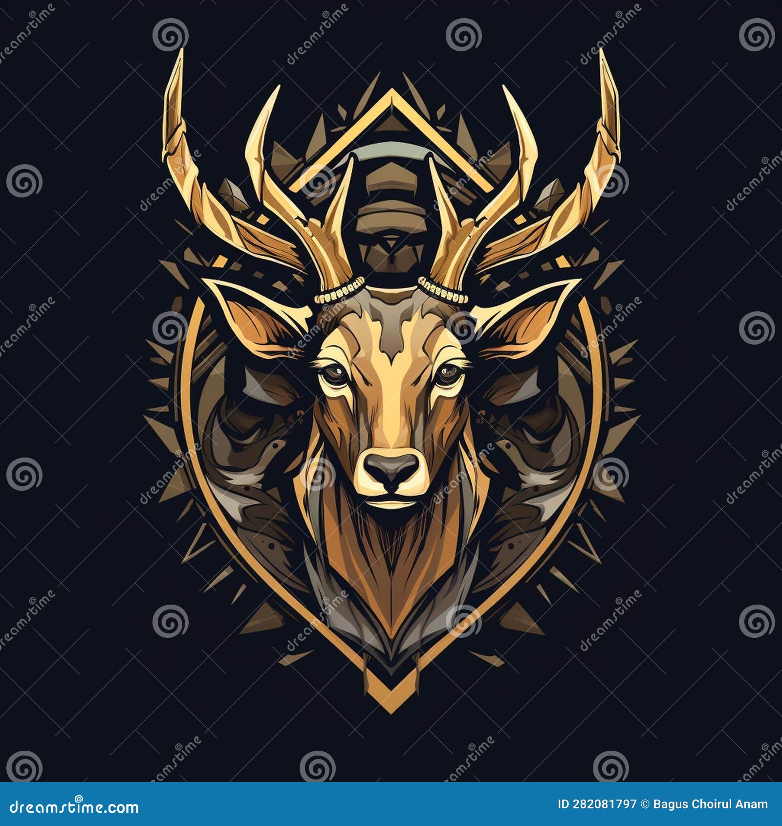 Digital Illustration 2D Deer Logo Stock Illustration - Illustration of ...