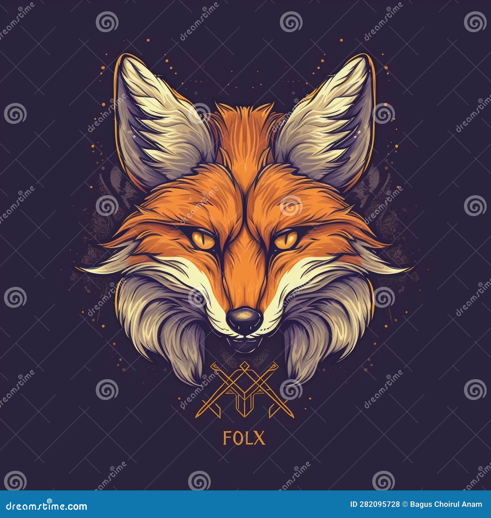 Digital Illustration 2D Fox Logo Stock Illustration - Illustration of ...