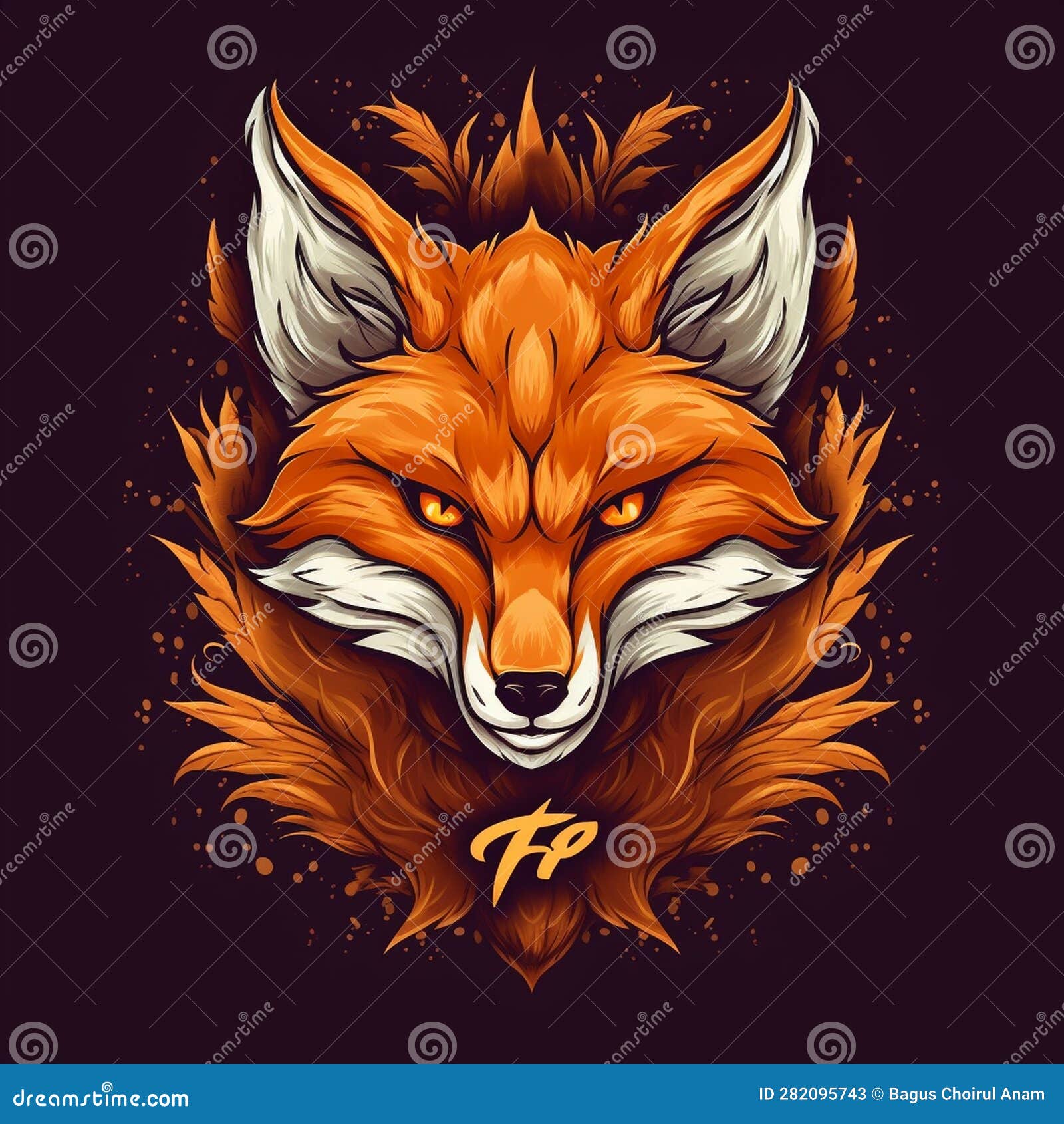 Digital Illustration 2D Fox Logo Stock Illustration - Illustration of ...