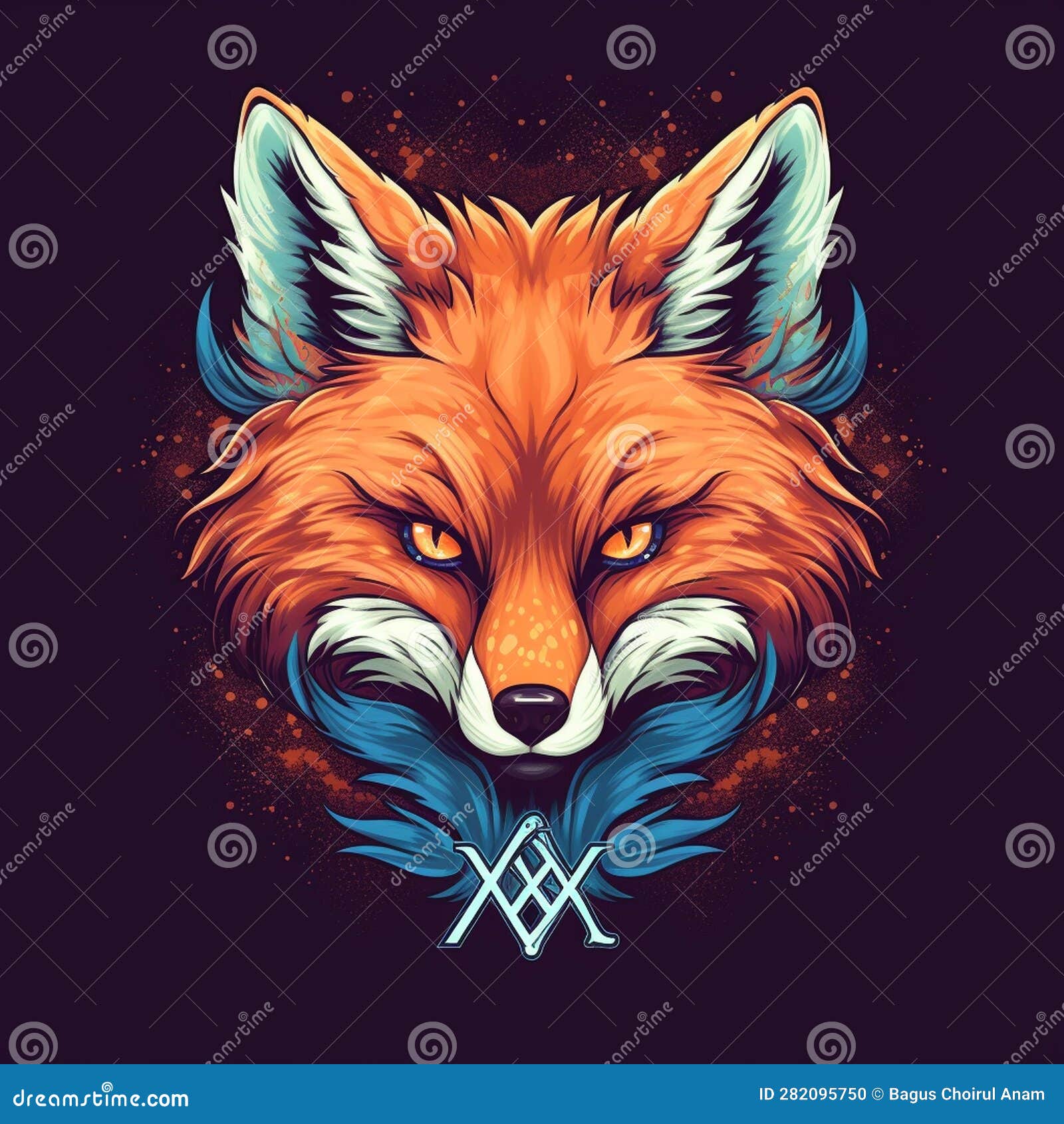Digital Illustration 2D Fox Logo Stock Illustration - Illustration of ...