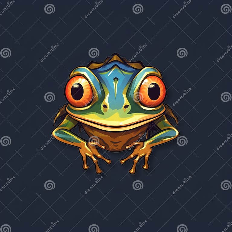 Digital Illustration 2D Frog Logo Stock Illustration - Illustration of ...