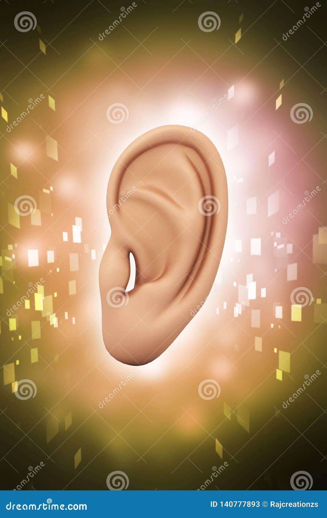 3d Rendered Ear on Color Background Stock Illustration - Illustration ...