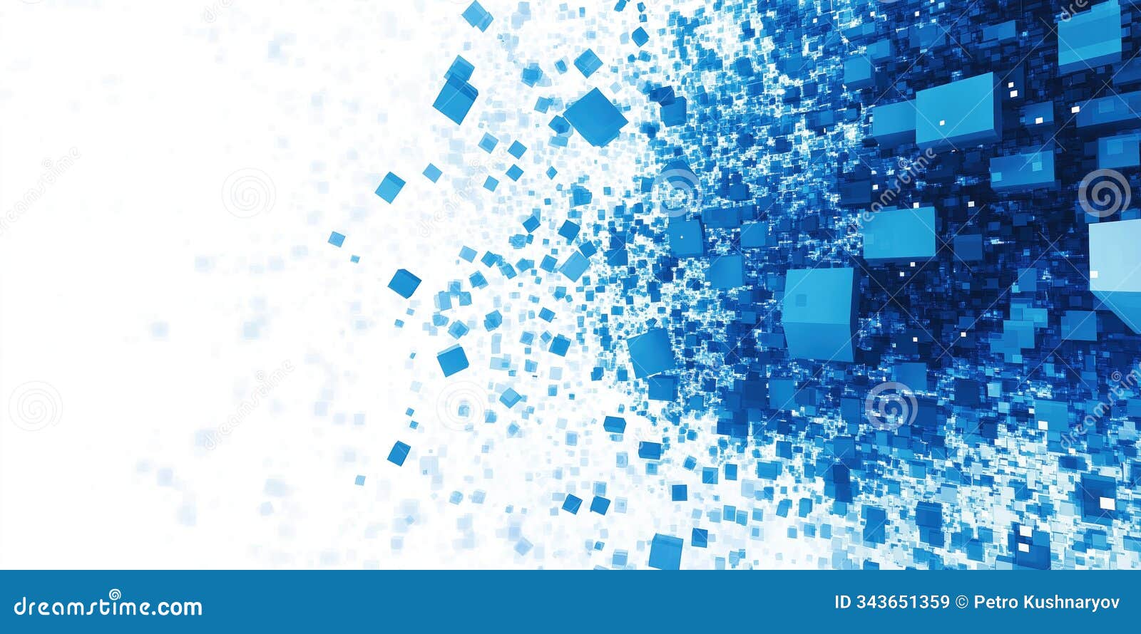 Digital Illustration of 3D Scene with Small Blue Cubes in 2D Style ...