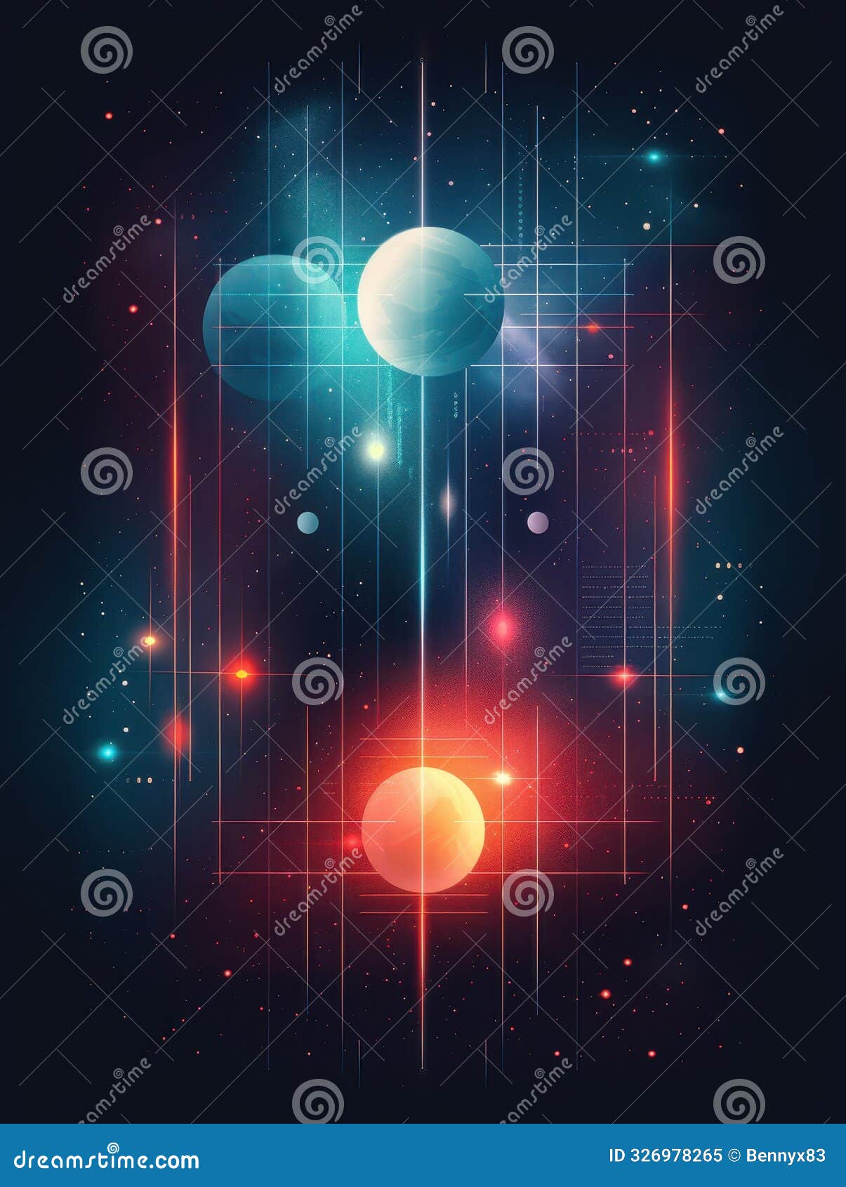 Abstract Space Background with Planets and Lights Stock Illustration ...