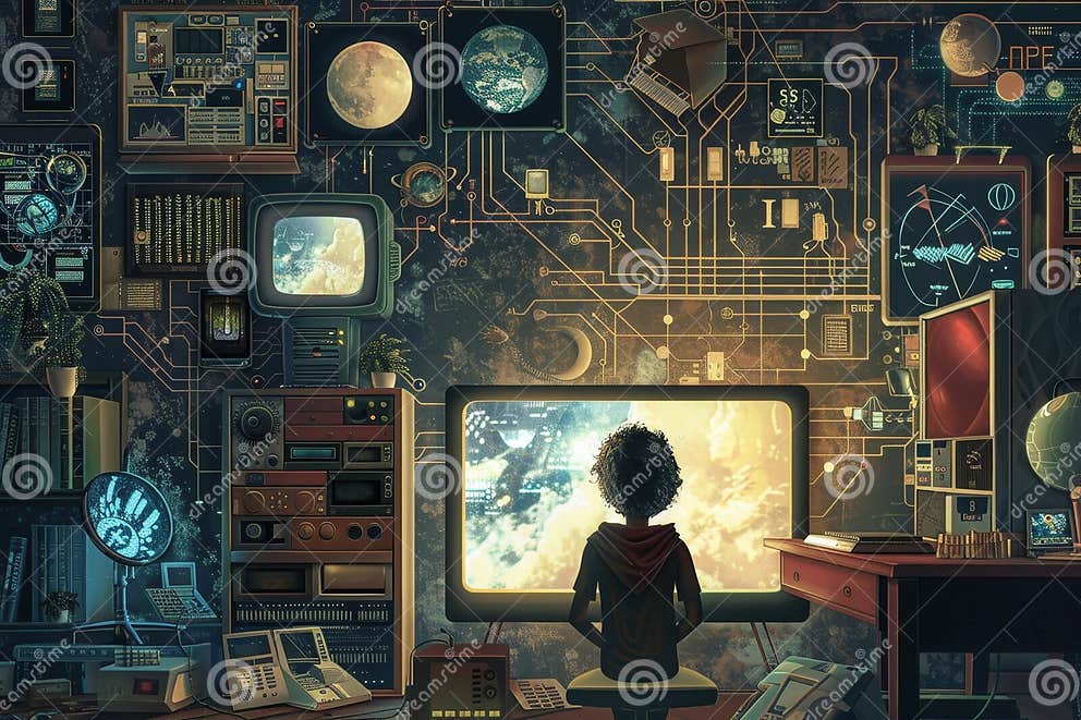 A Digital Illustration Depicting the Evolution of Educational ...