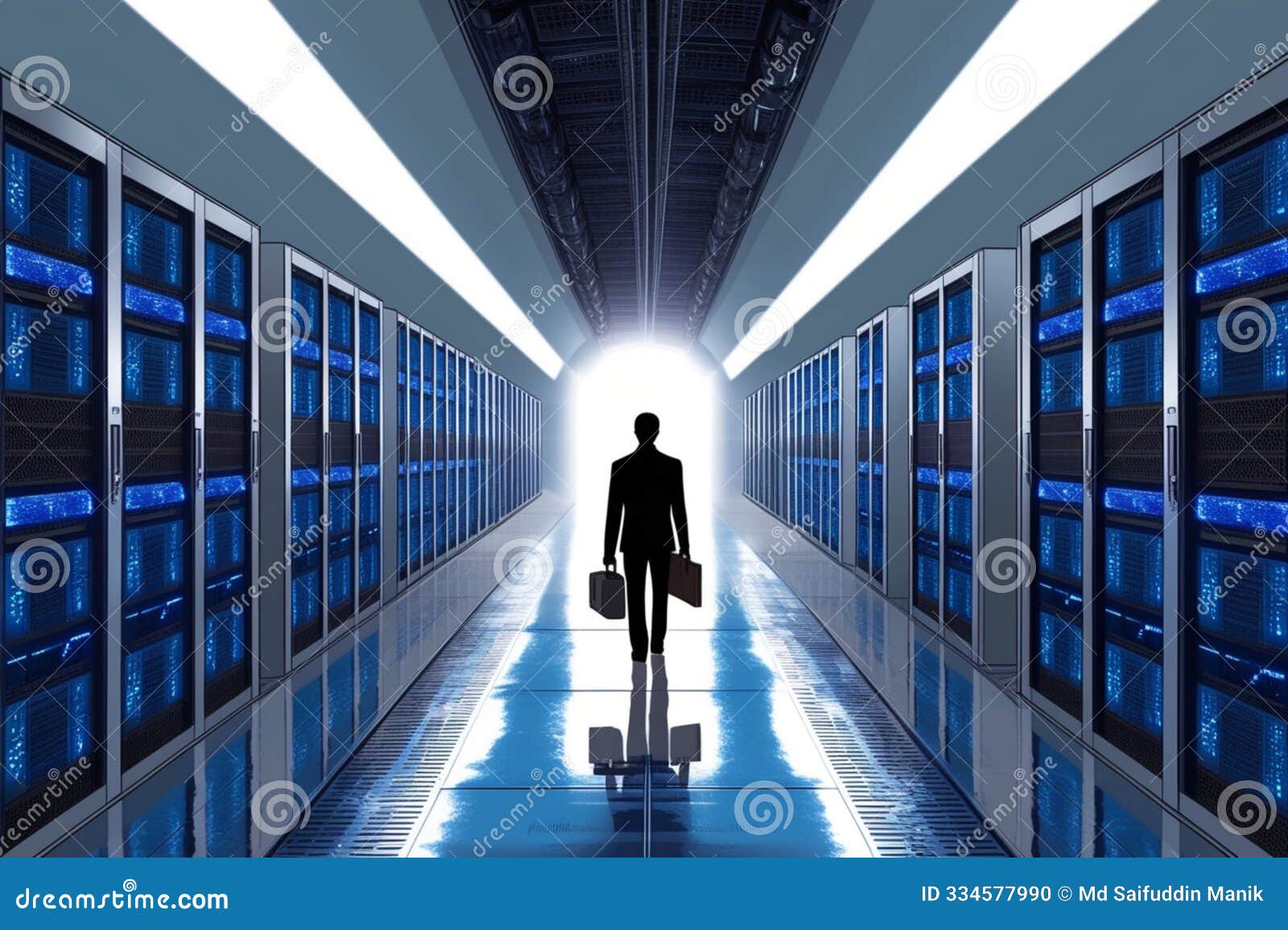 The Floor Has a Reflective, Metallic Texture, Adding To the High-tech ...