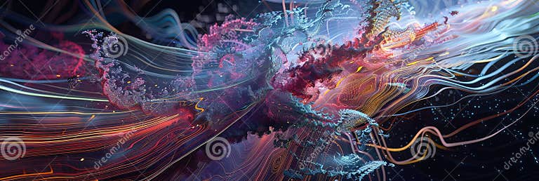 A Digital Illustration Depicting Massive Information Streams and Complex Graphs, Representing AI ...