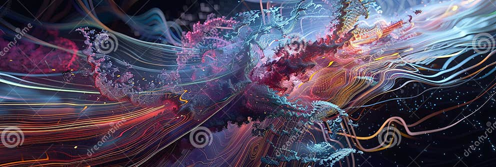 A Digital Illustration Depicting Massive Information Streams and Complex Graphs, Representing AI ...