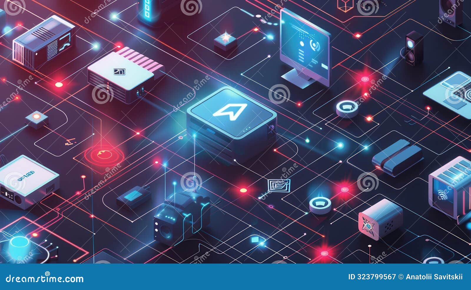 A Digital Illustration Depicting a Network of Connected Devices ...