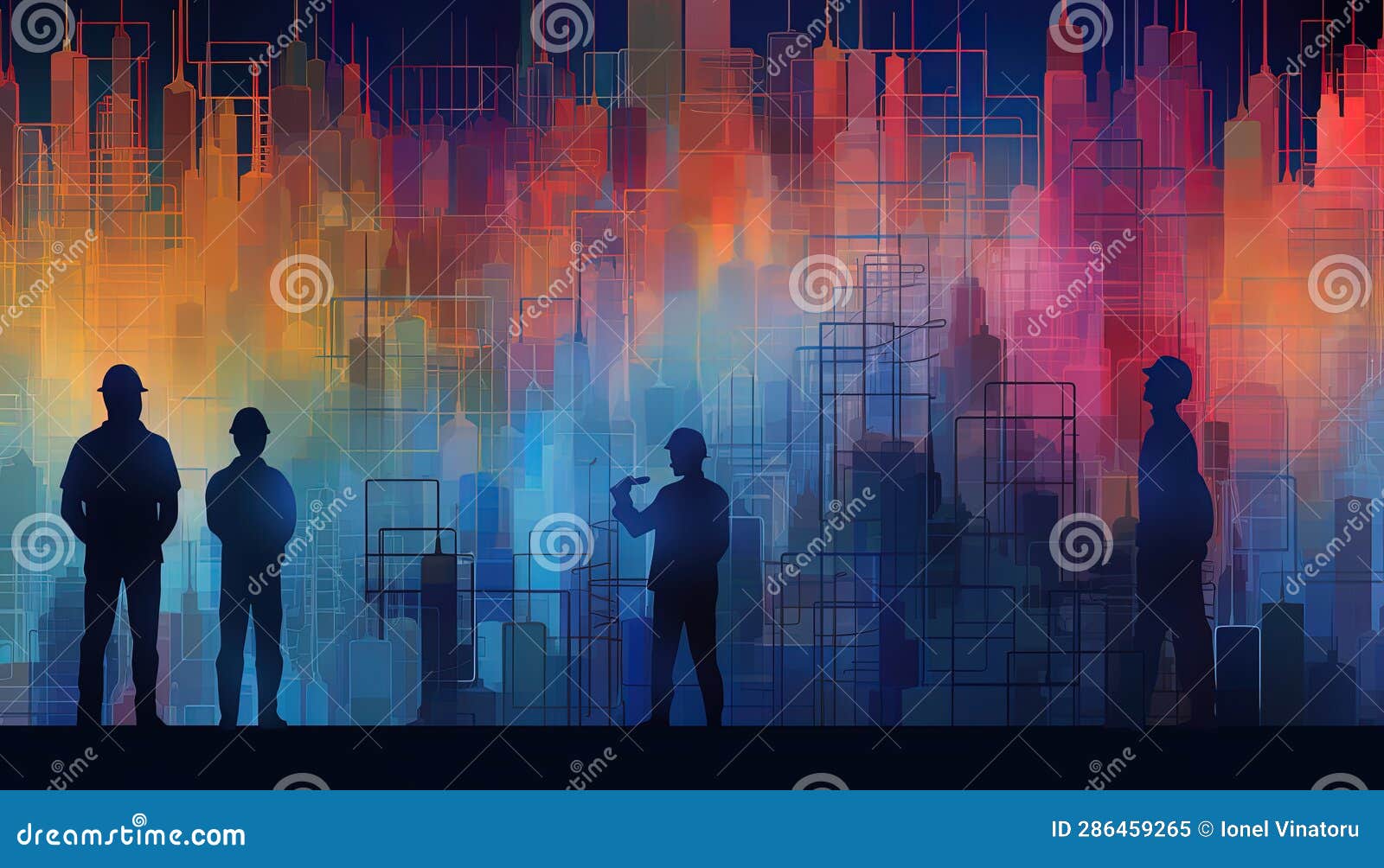 Digital Illustration Depicting Workers As Pixelated Figures ...