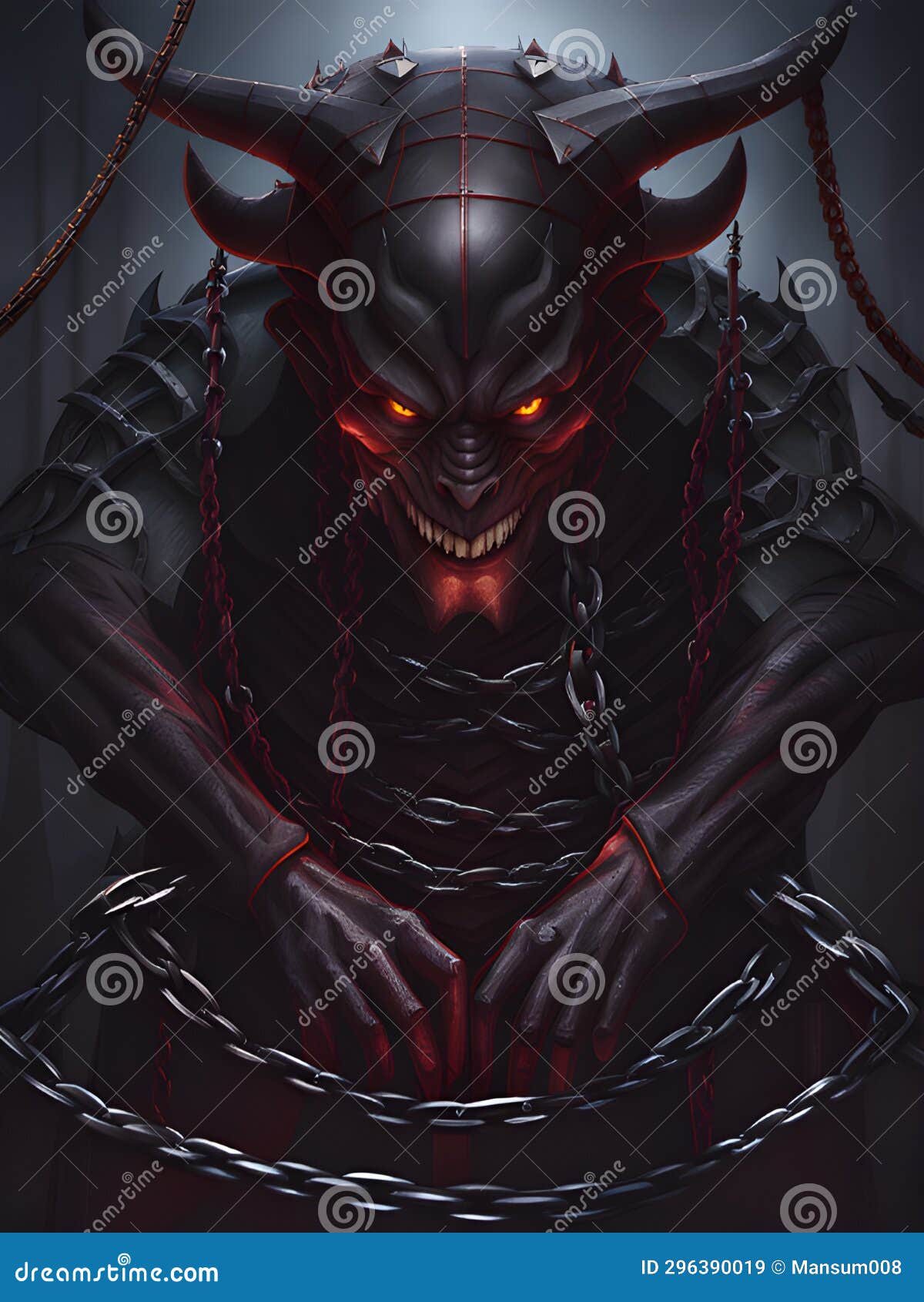 Digital Illustration of a Devil with a Chain in His Hands Stock ...