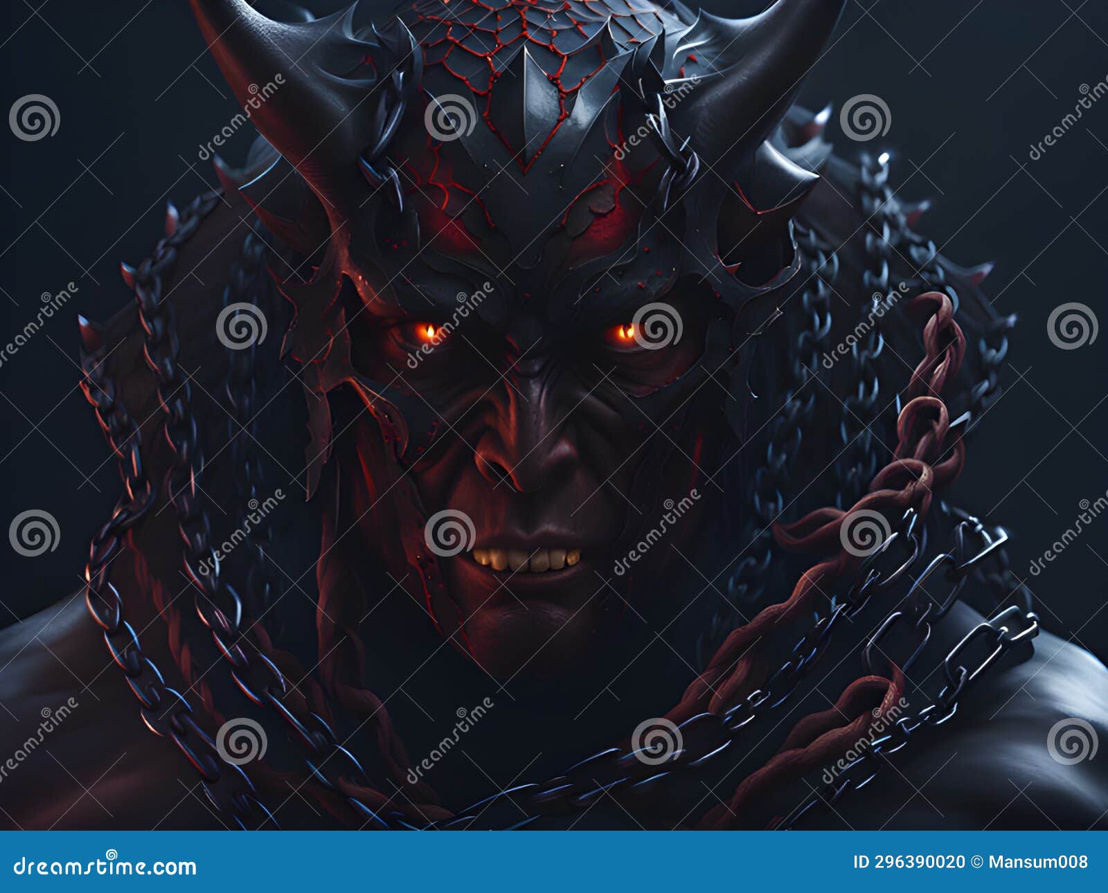 Digital Illustration of a Devil with a Chain in His Hands Stock ...