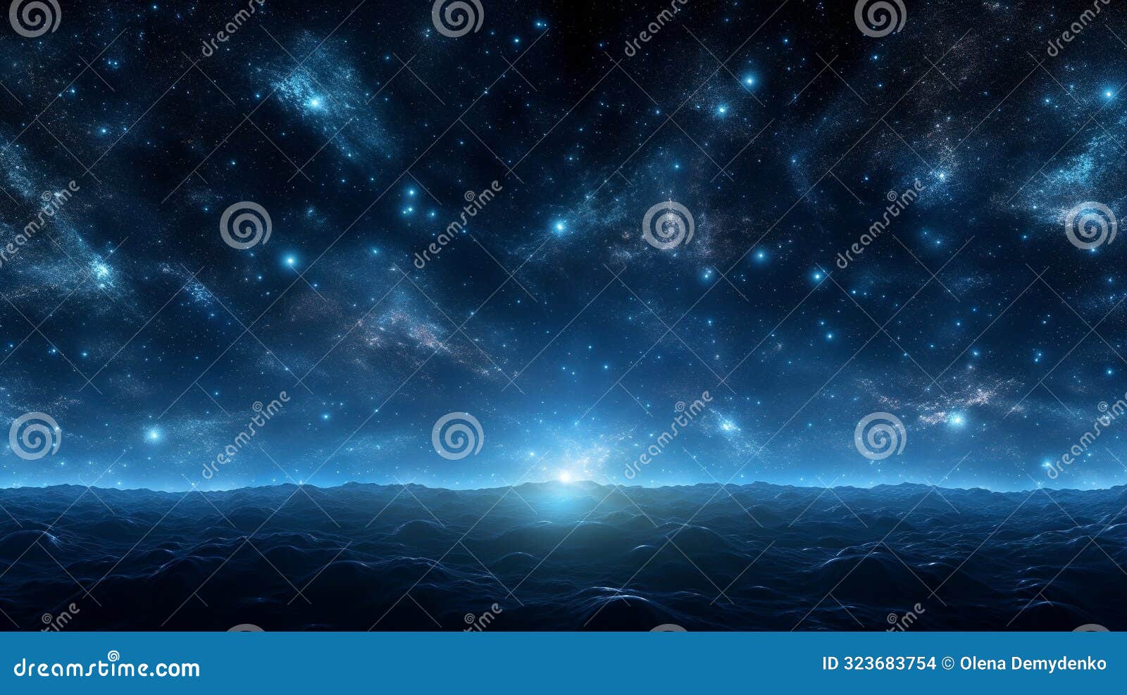 A Digital Illustration of a Distant Planet at Night, with a Starry Sky ...