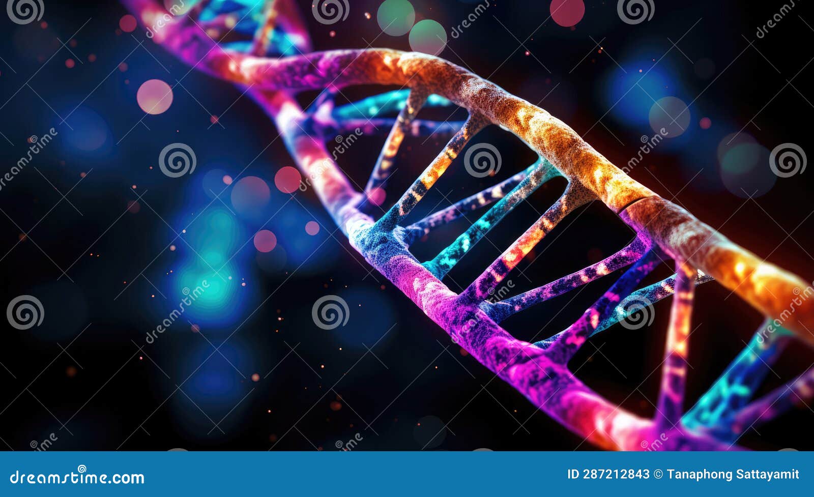 Digital Illustration of a Dna in Colour Background Stock Illustration ...